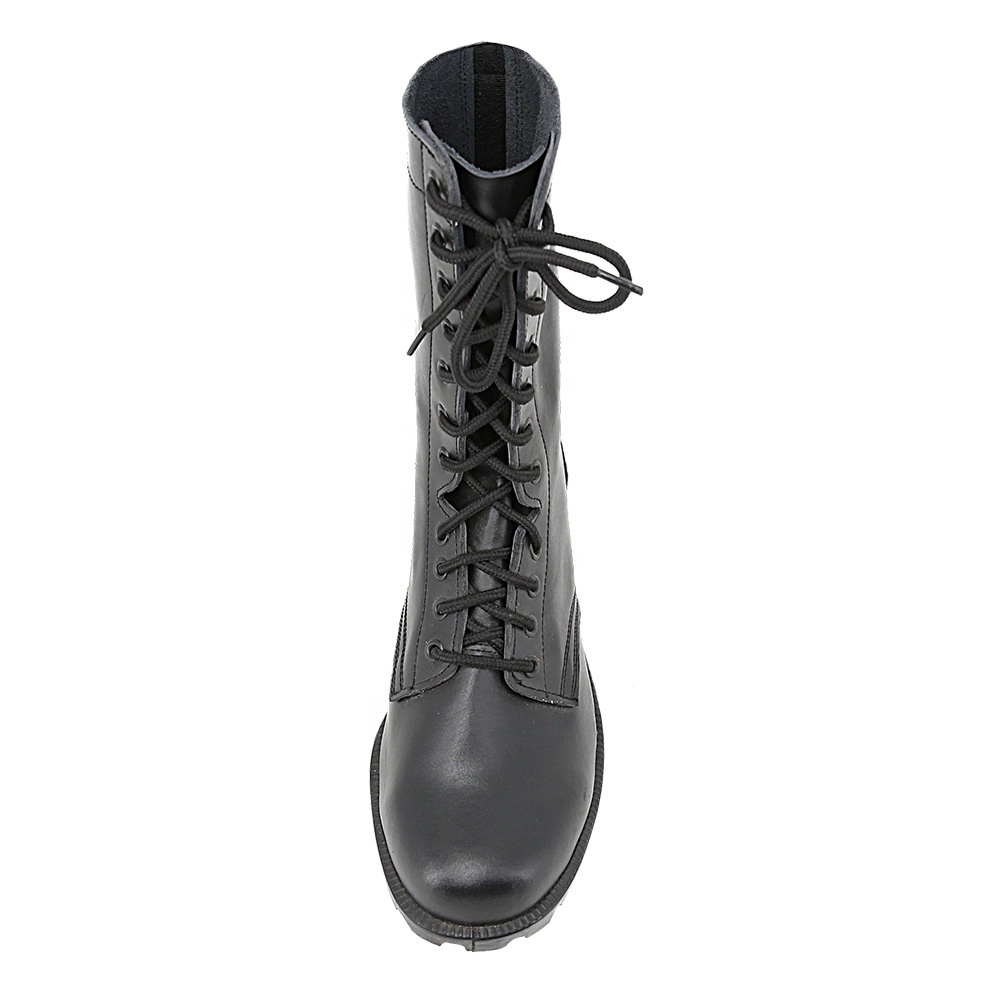 Black leather army strong boots for men