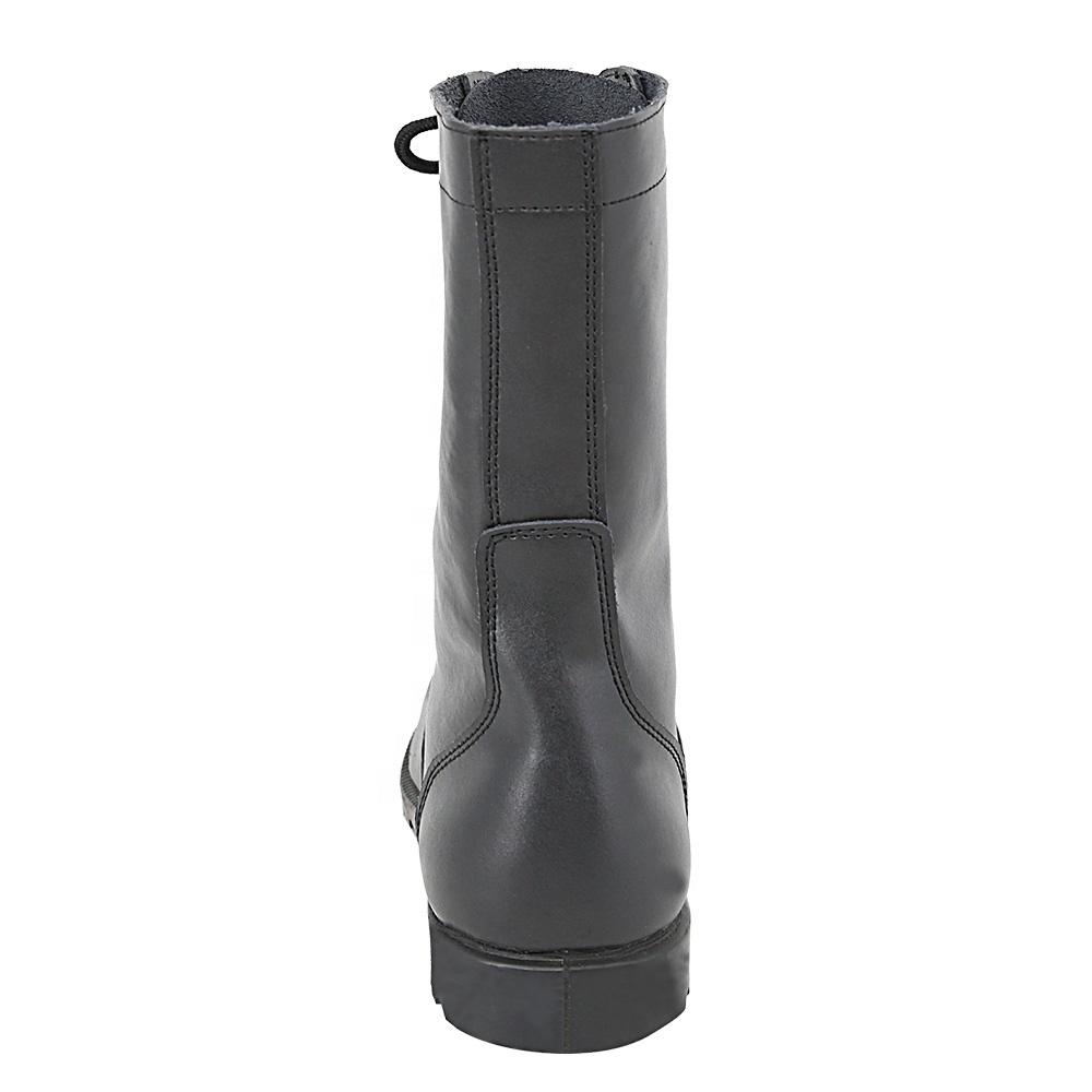 Black leather army strong boots for men