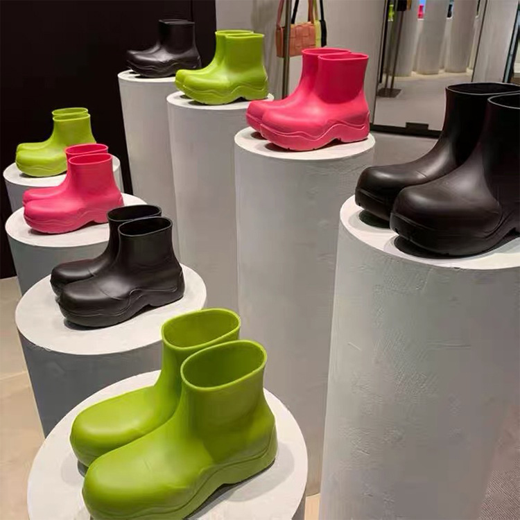 Multicolor pvc high heel rain boots